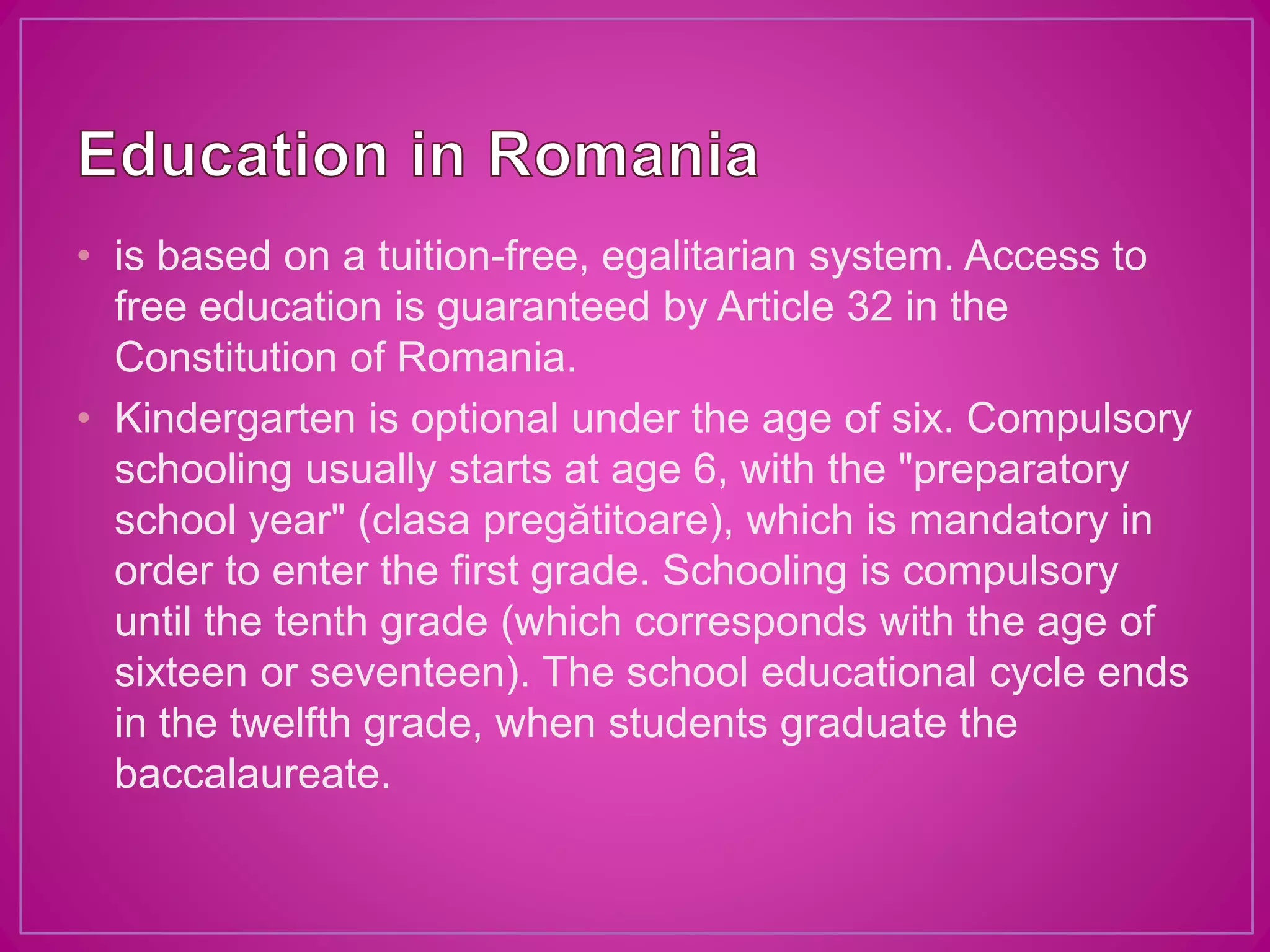 Romanian educational system | PPTX