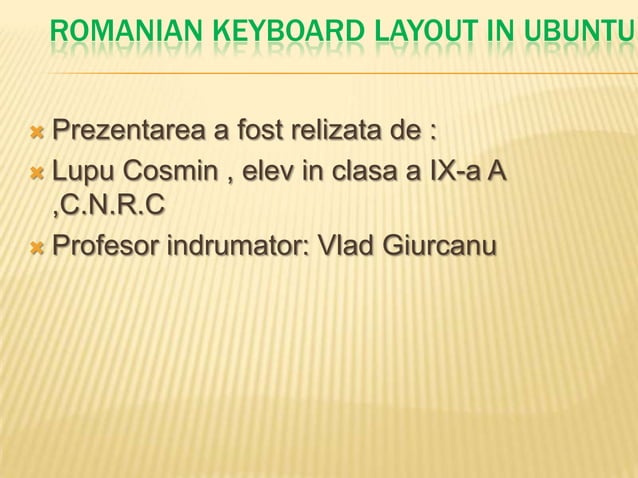 Romanian keyboard layout in ubuntu | PPTX