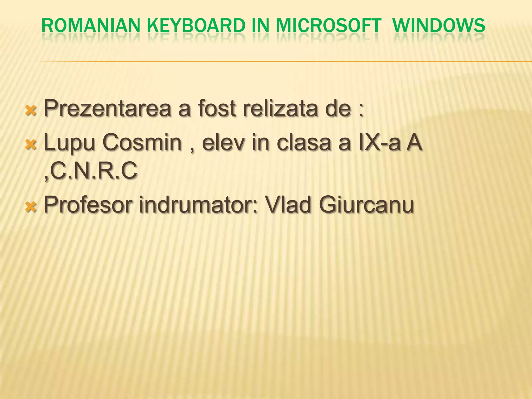 Romanian keyboard layout in windows | PPTX