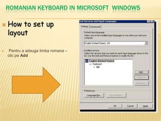 Romanian keyboard layout in windows | PPTX