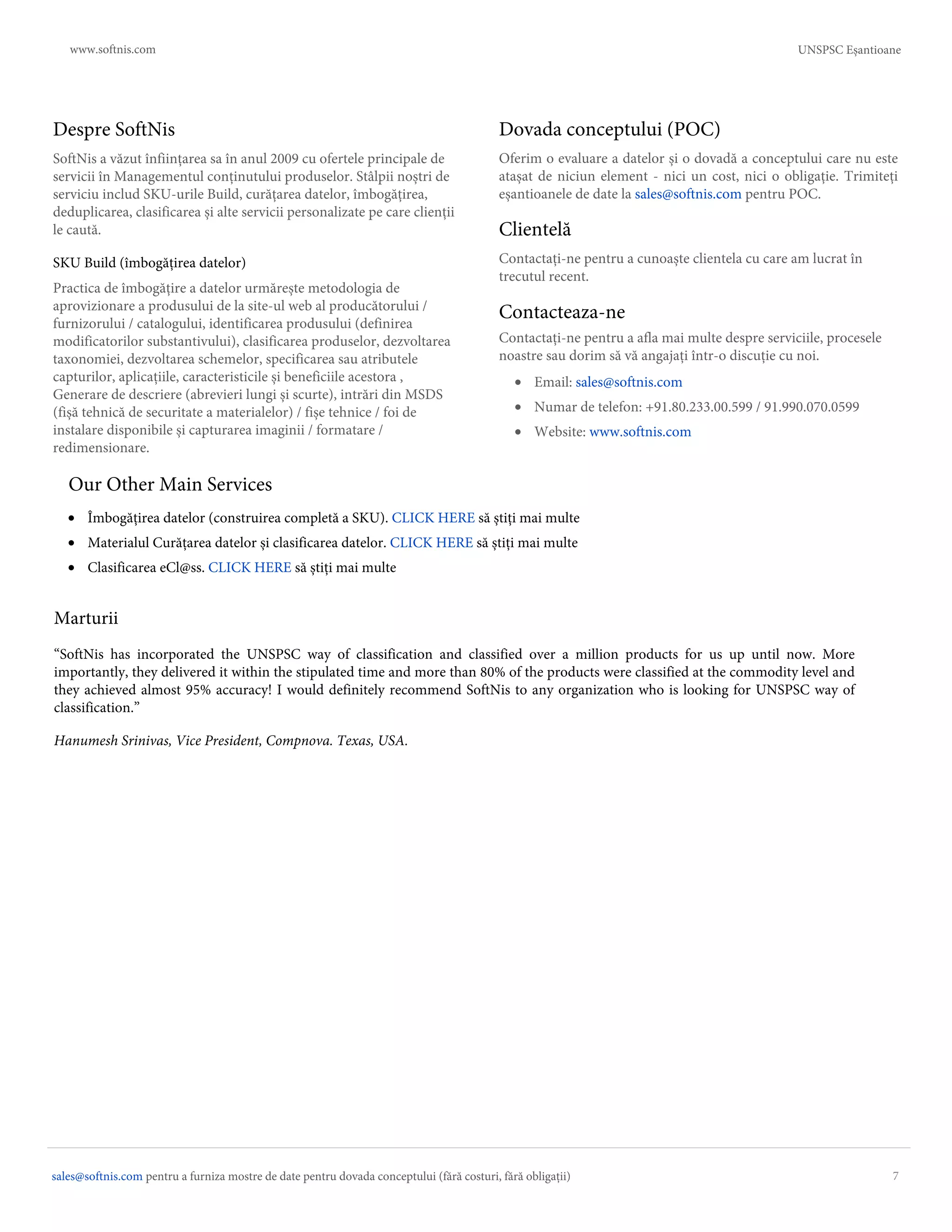 Romanian language UNSPSC Product Service Classification Process Samples ...
