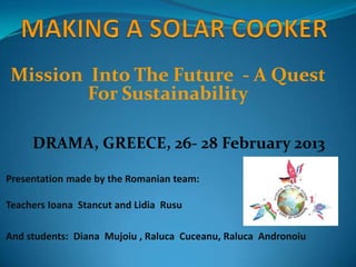 "How to make a solar cooker from recycled materials" - Romania | PPT