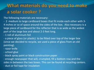 "How to make a solar cooker from recycled materials" - Romania | PPT