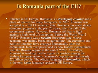Romania part of the European Union | PPT