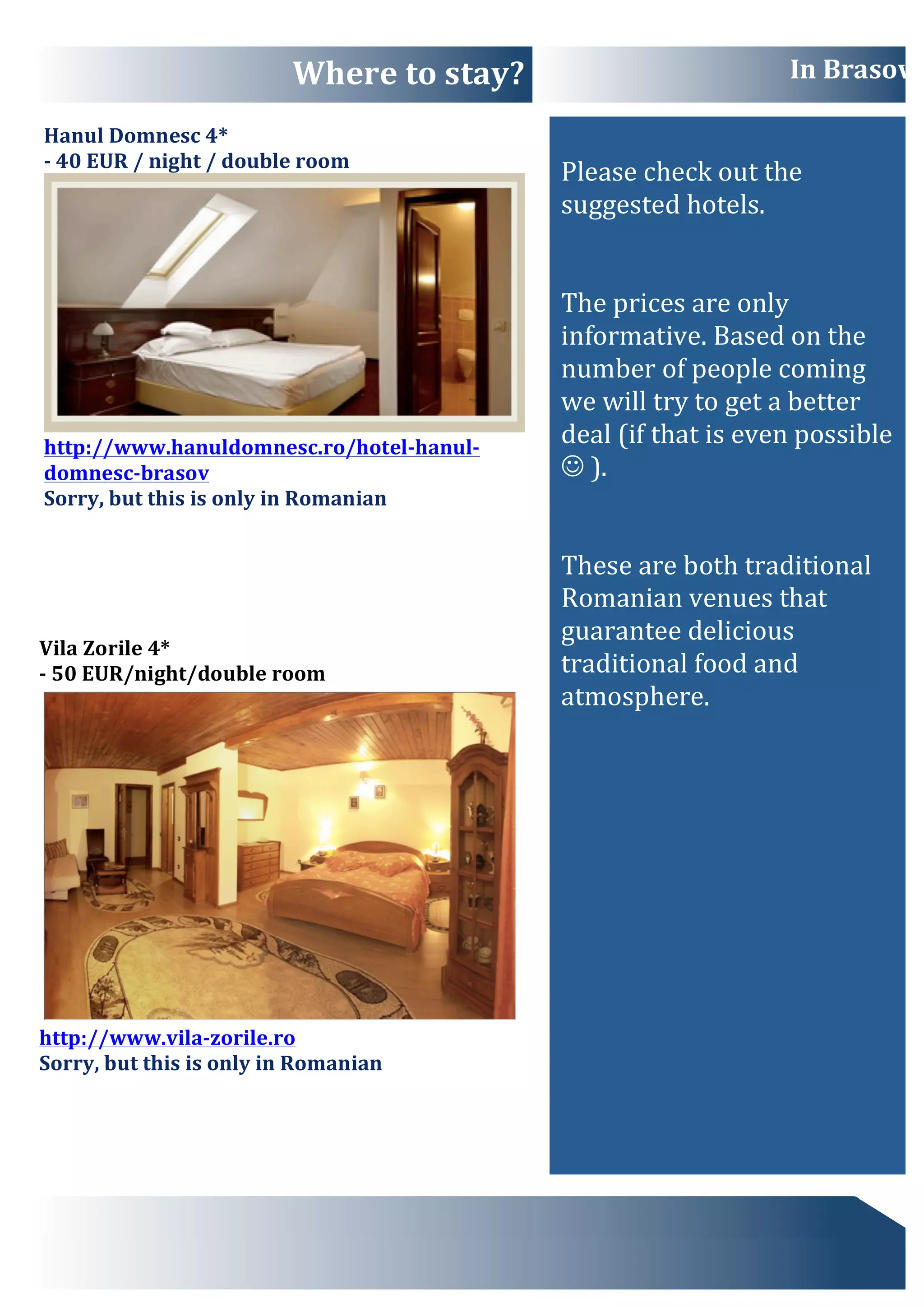 Romania trip brochure | PDF