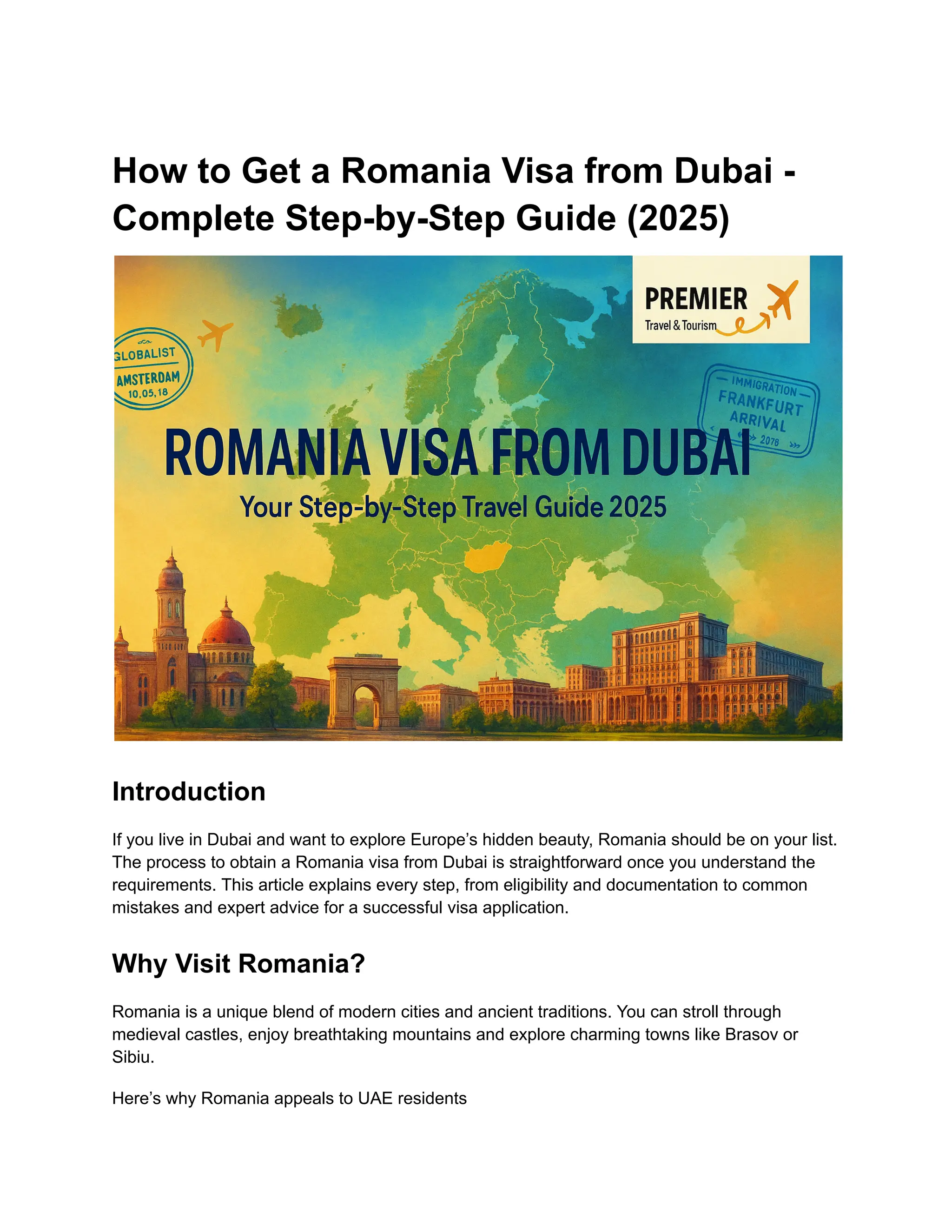 Romania Visa from Dubai - Complete Guide | PDF