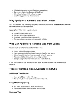 Romania Visa from Dubai - Complete Guide | PDF