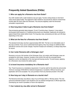 Romania Visa from Dubai - Complete Guide | PDF