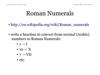 Coding Dojo: Roman Numerals (2014) | PDF