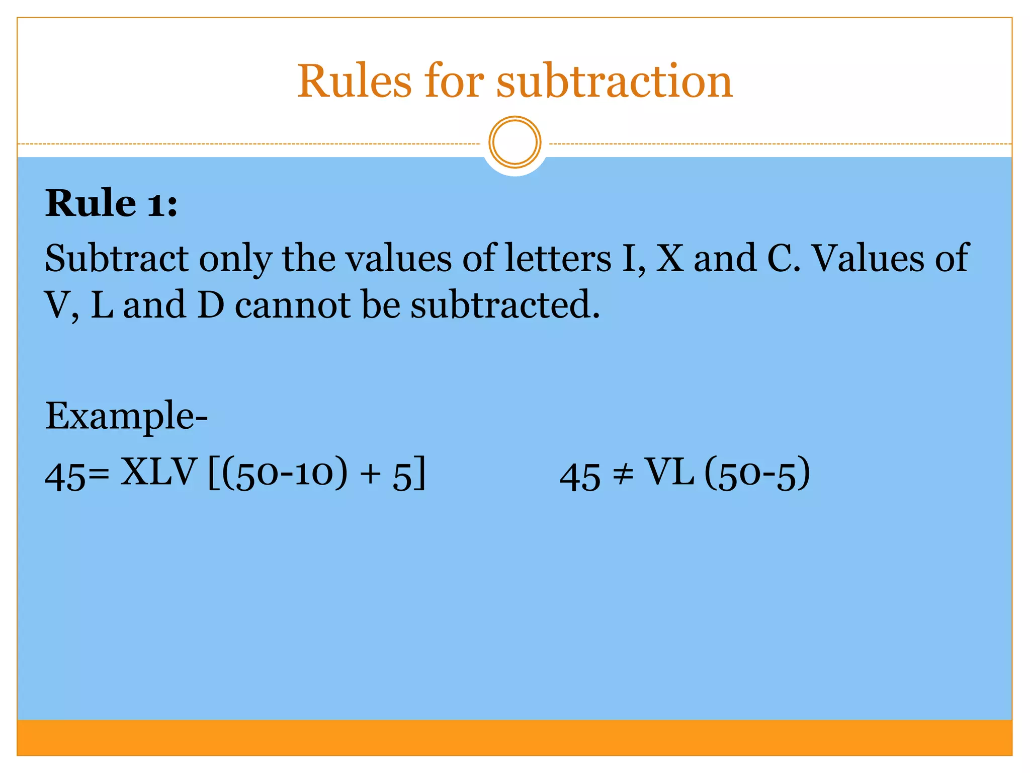 Roman numerals Addition and subtraction | PPT