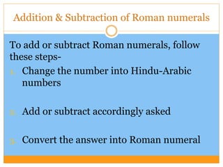 Roman numerals Addition and subtraction | PDF
