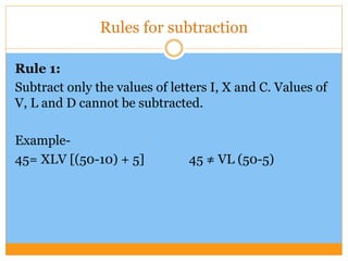 Roman numerals Addition and subtraction | PDF