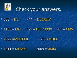 Roman_Numerals_CC.ppt and conversion from figures to roman numerals | PPT