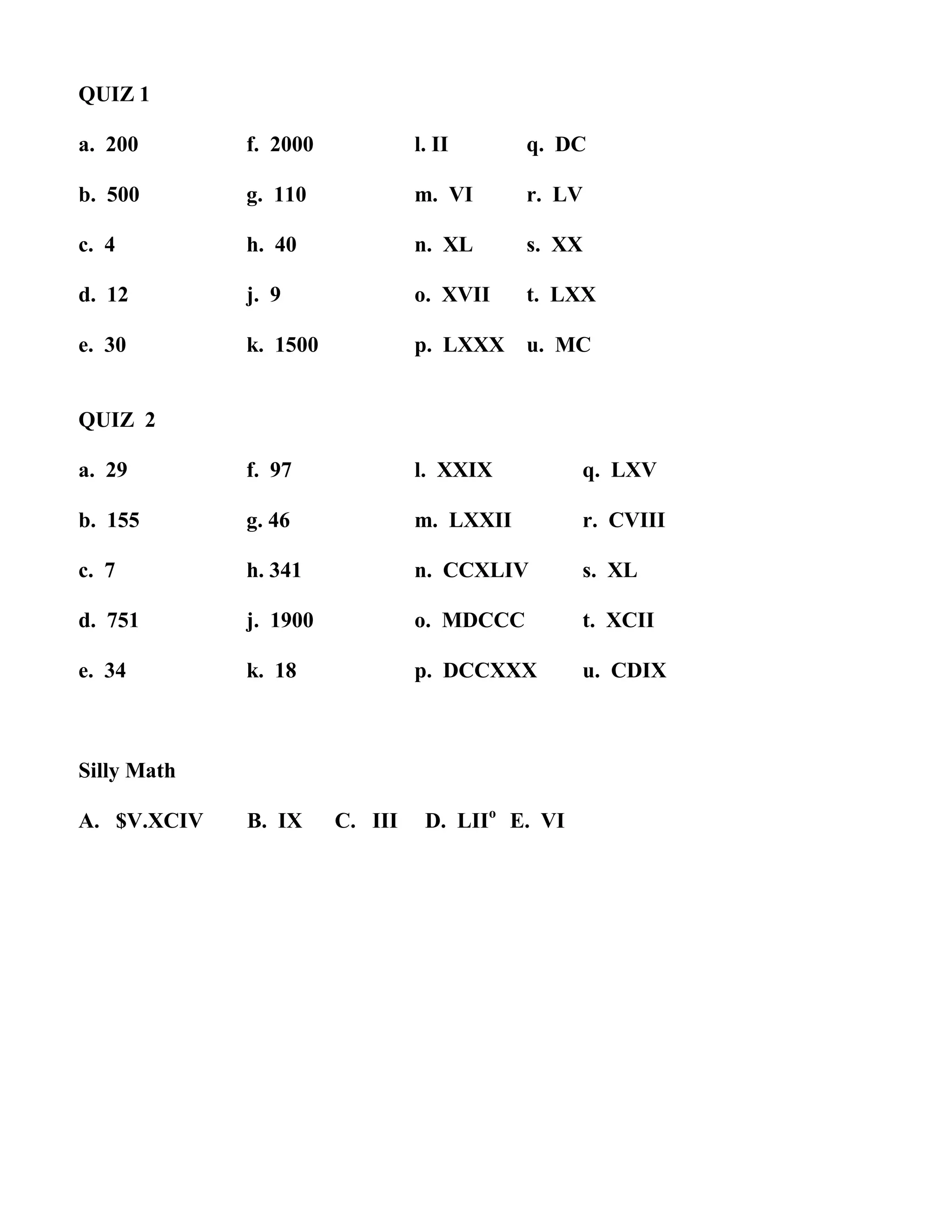 Romannumerals lessons worksheetsquizzes | PDF