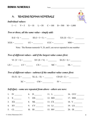 Romannumerals lessons worksheetsquizzes | PDF
