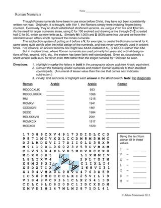 Romannumerals lessons worksheetsquizzes | PDF