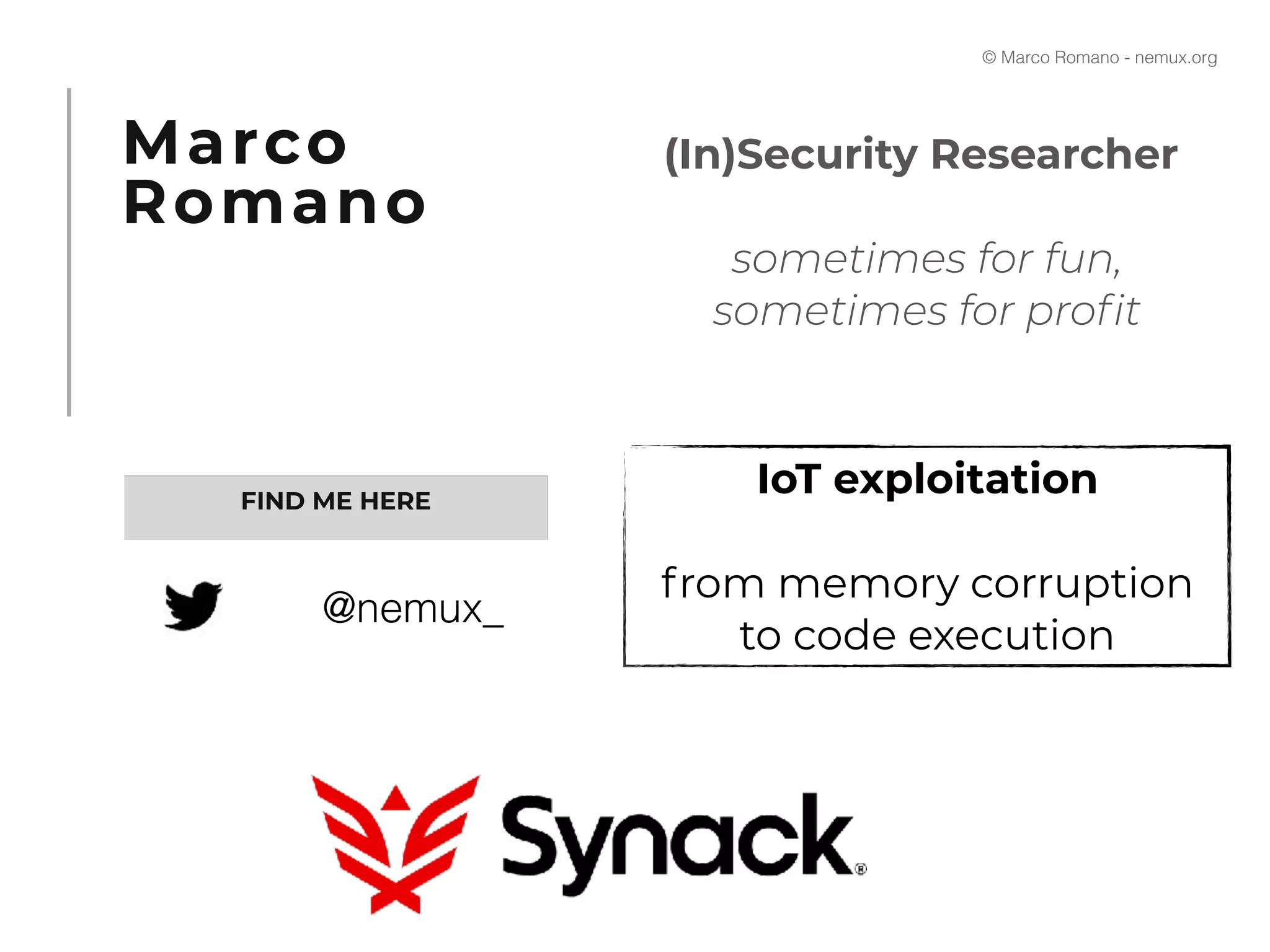 IoT exploitation: from memory corruption to code execution - Marco Romano - Codemotion Rome 2018 ...