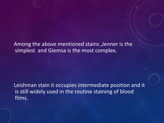 Romanowsky stains. Dr. Abhinav Golla , Associate Professor , Lab ...