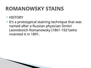 romanowsky stains.pp tx | PPTX | Chemistry | Science