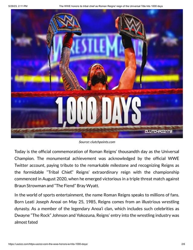 Roman Reigns’ reign of the Universal Title hits 1000 days.pdf