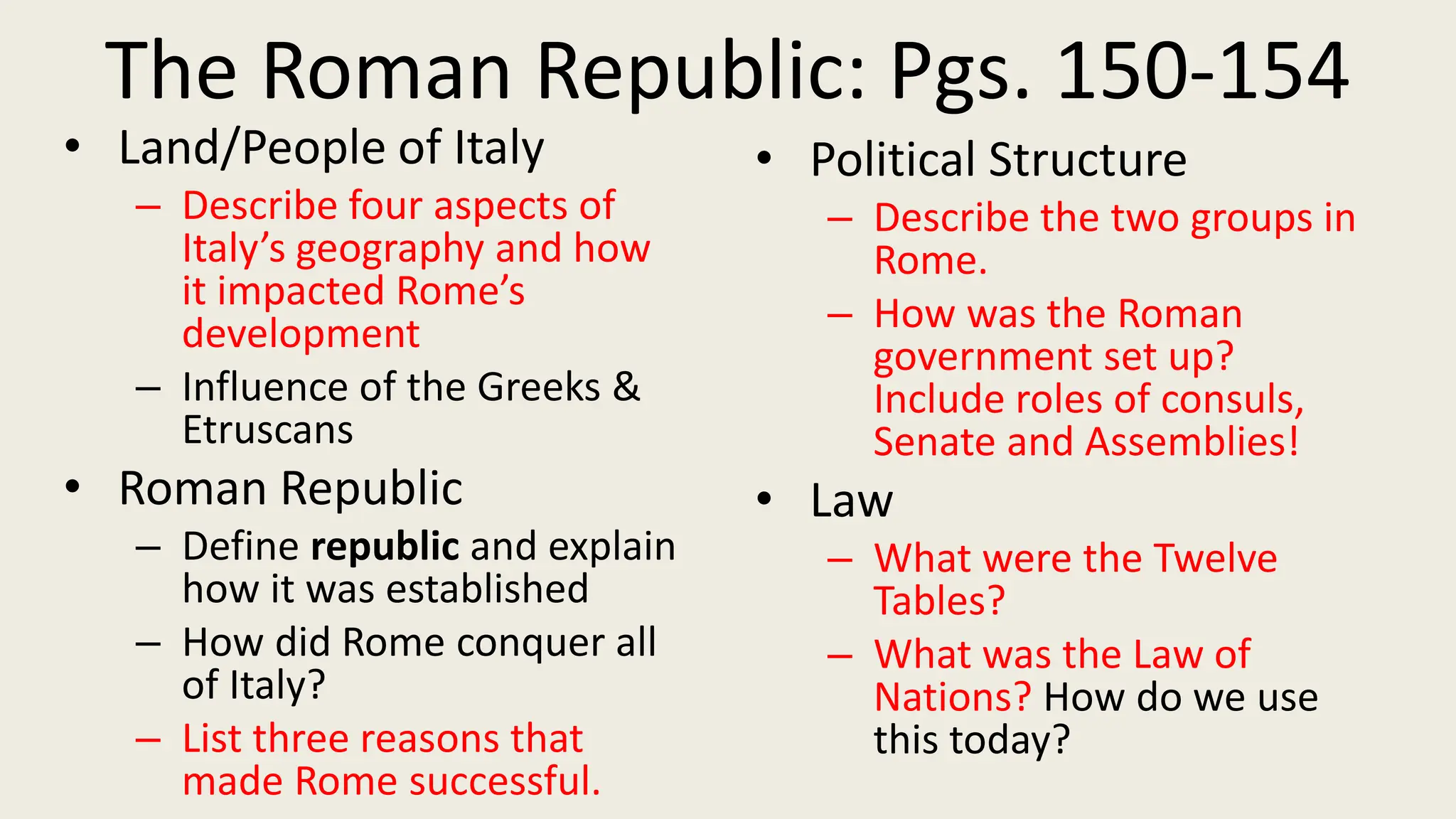 The Roman Republic - Law and Society of Rome | PPTX