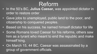 The Roman Republic - Law and Society of Rome | PPTX | Geography | Science