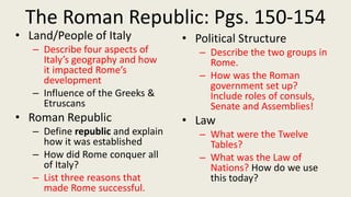 The Roman Republic - Law and Society of Rome | PPTX | Geography | Science