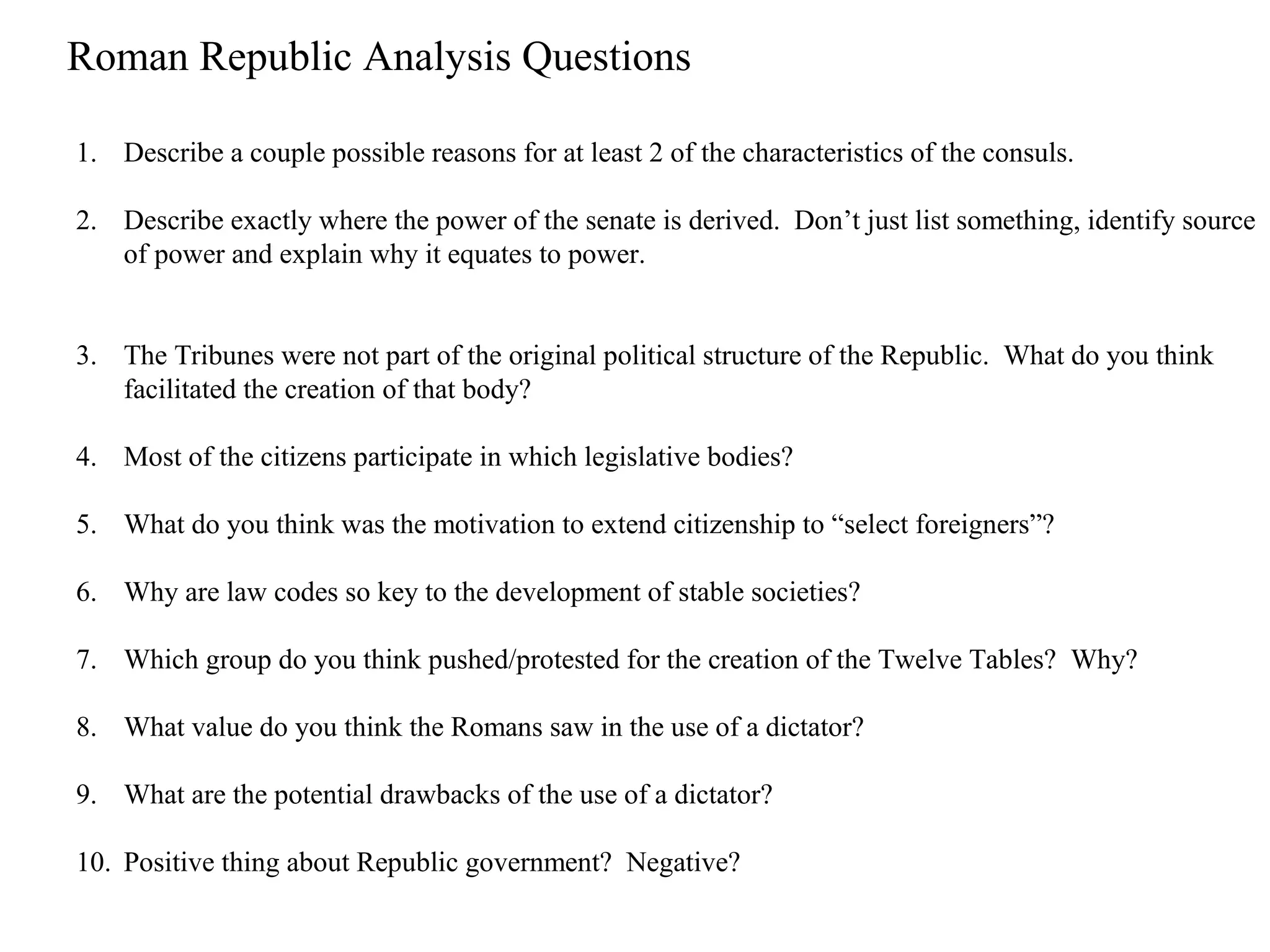 Roman Republic Quiz PowerPoint | PPT