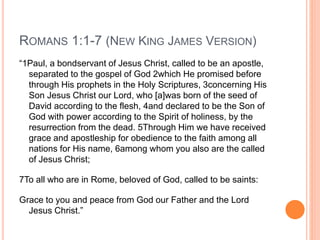 Inductive Bible Study on Romans 1:1-7 | PPT