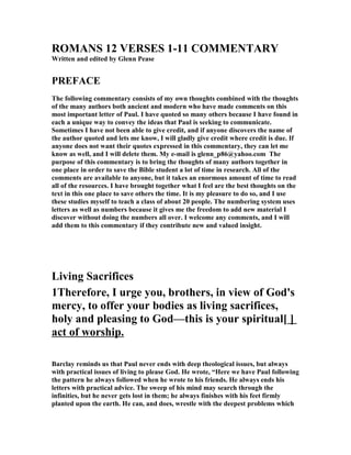 Romans 12 verses 1 11 commentary | PDF