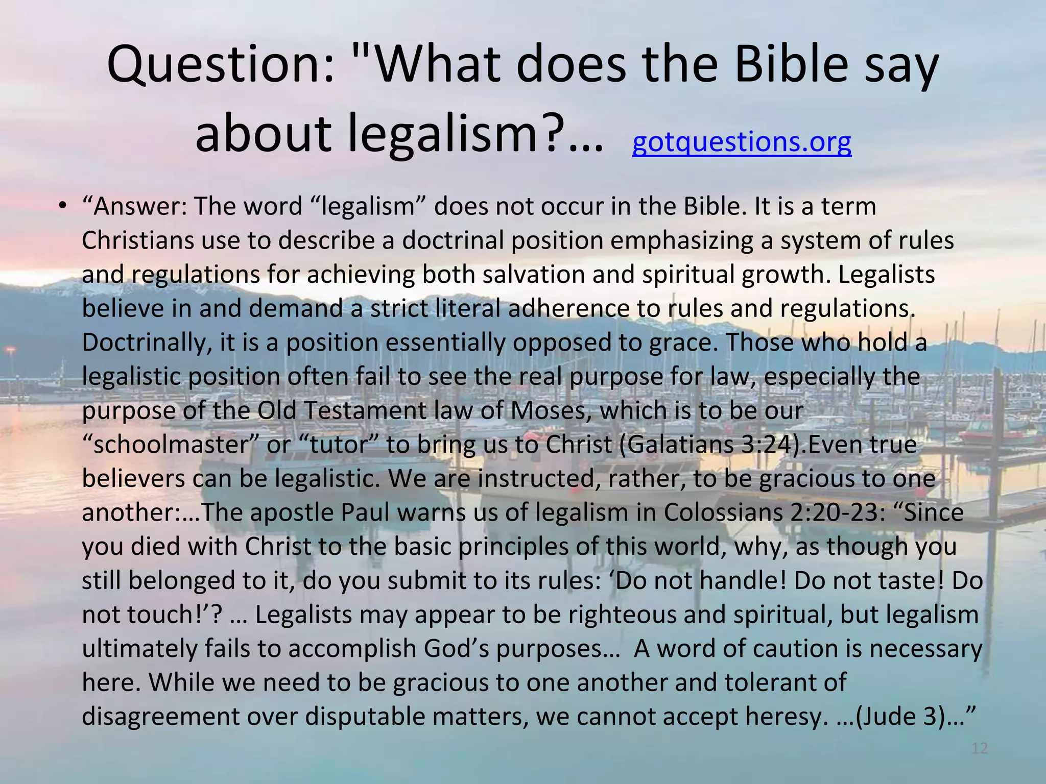 Romans 14, Non-Essentials, Legalism, Judging Others, weak in faith ...