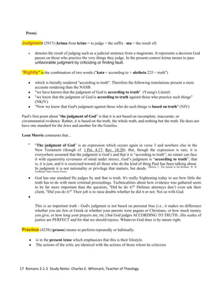 Romans 2 notes 1 & 2 | PDF