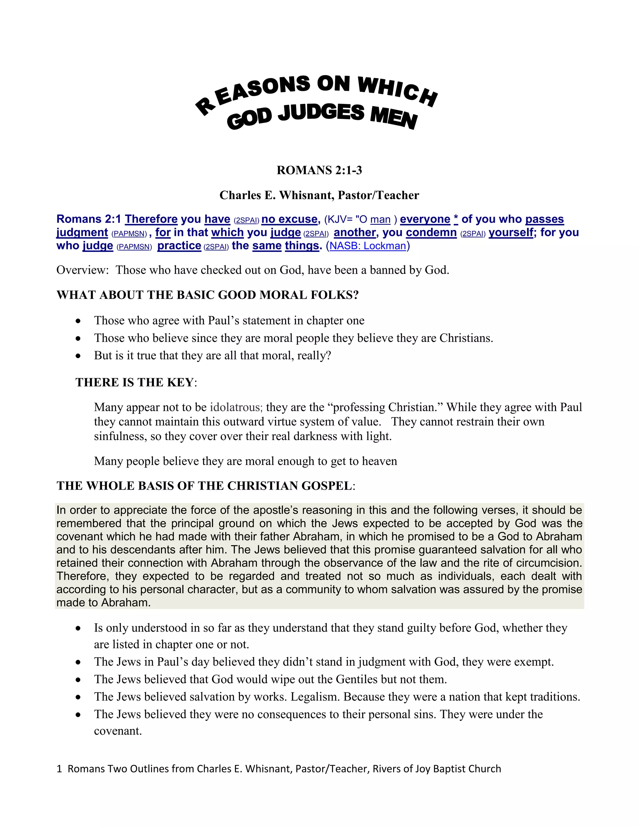 Romans 2 outlines | DOCX