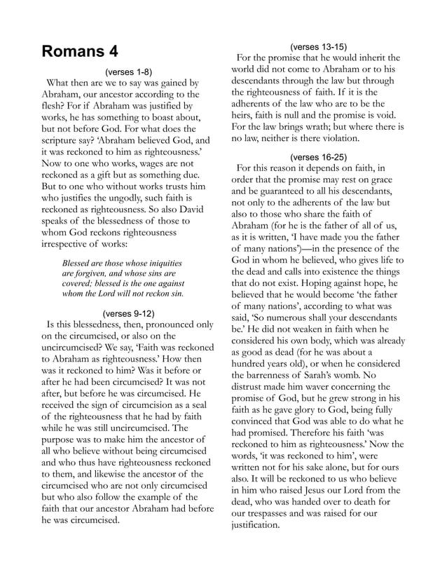Romans 4 (nrsv) handout | PDF
