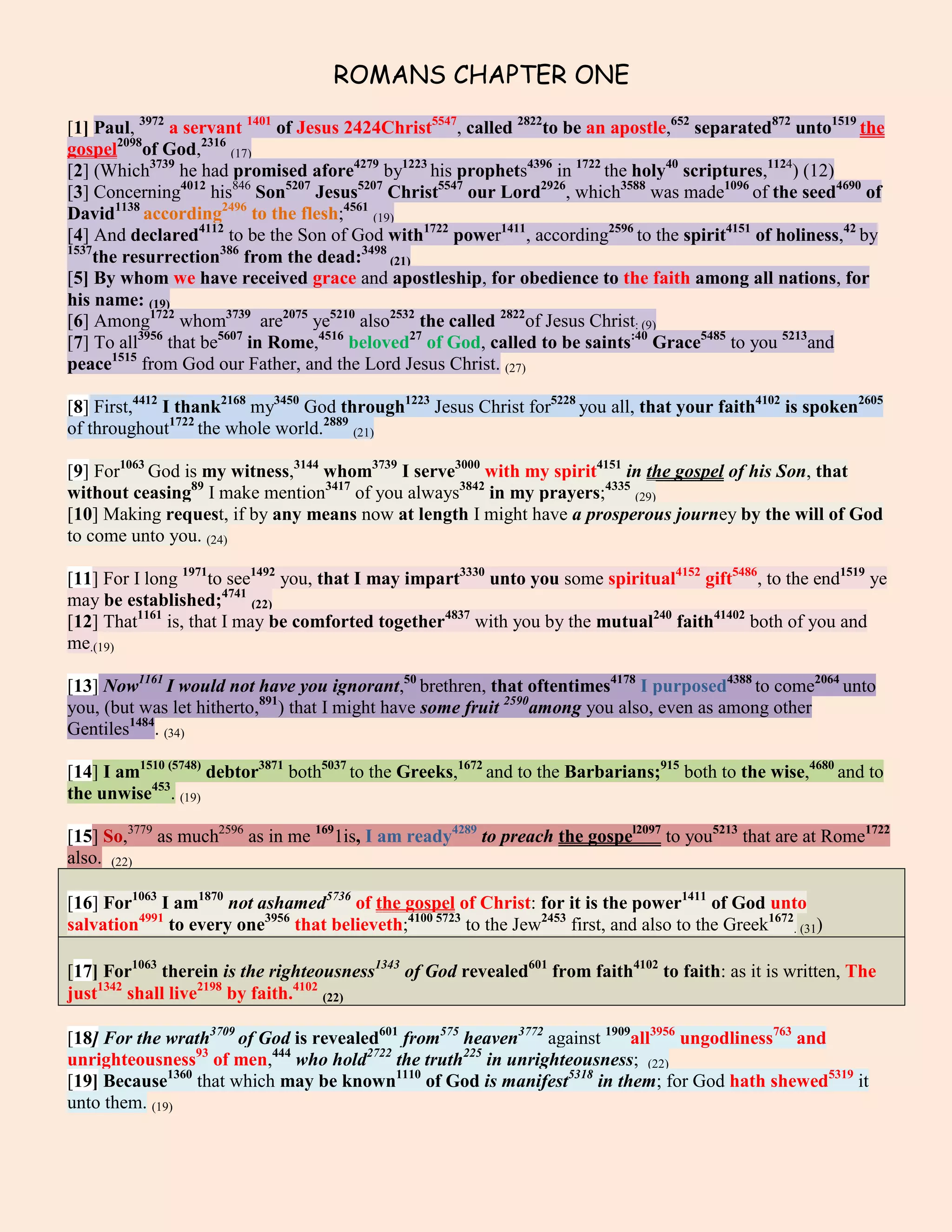 Romans chapter one verses strongs notes | PDF