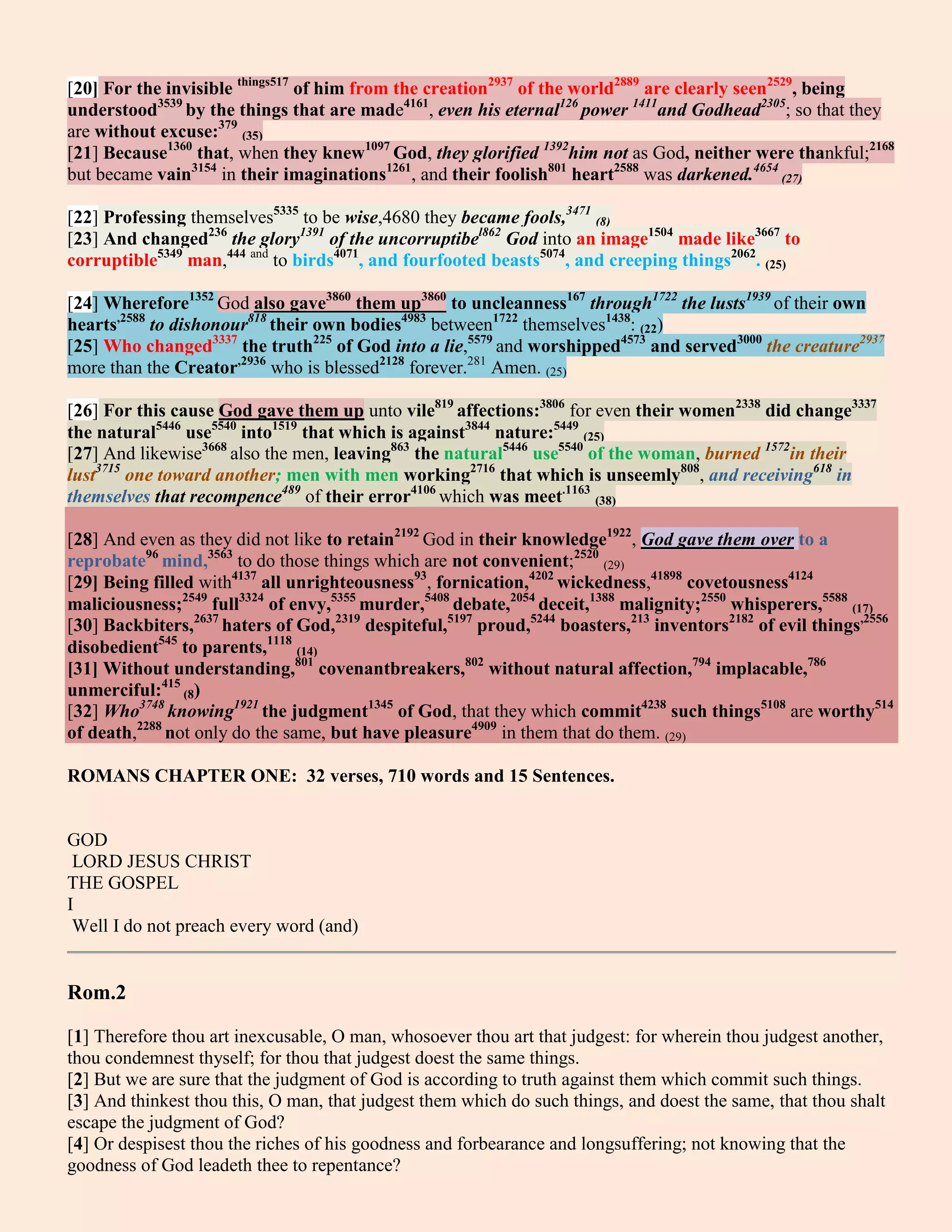 Romans chapter one verses strongs notes | PDF