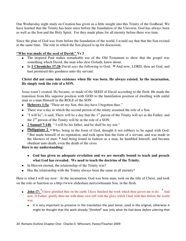 Romans Outlines Chapter One