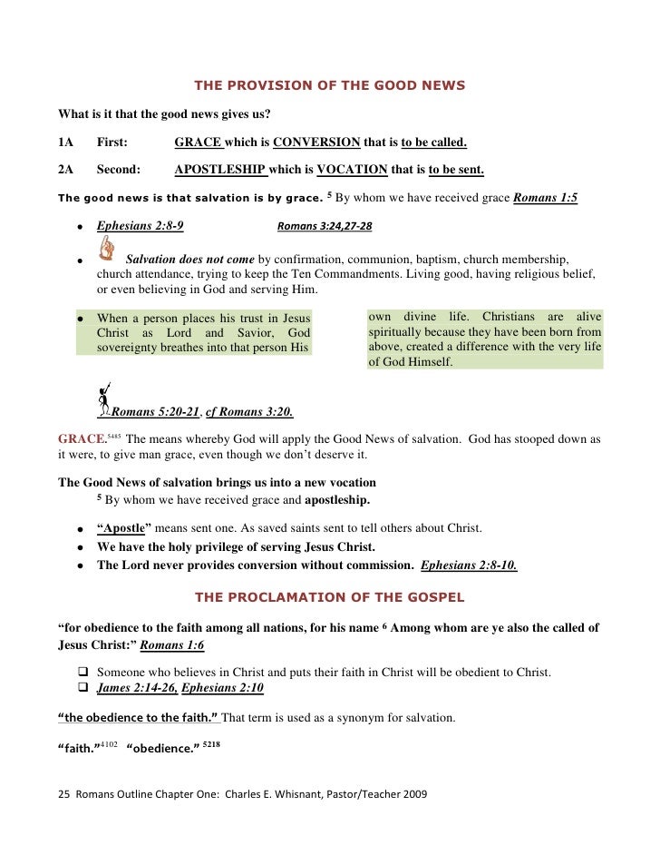 Romans Outlines Chapter One