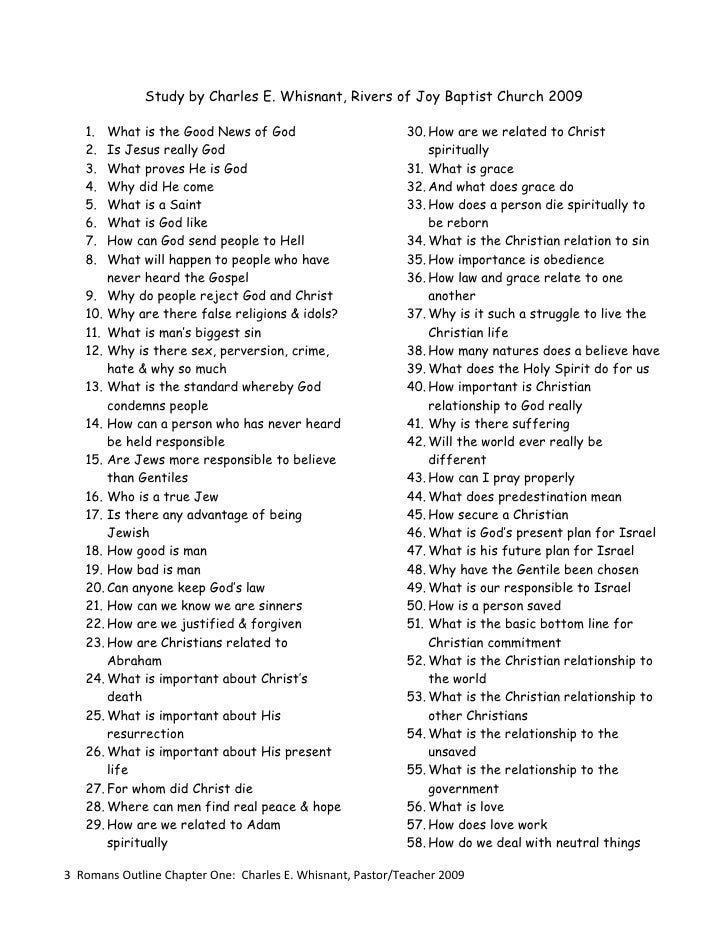 Romans Outlines Chapter One