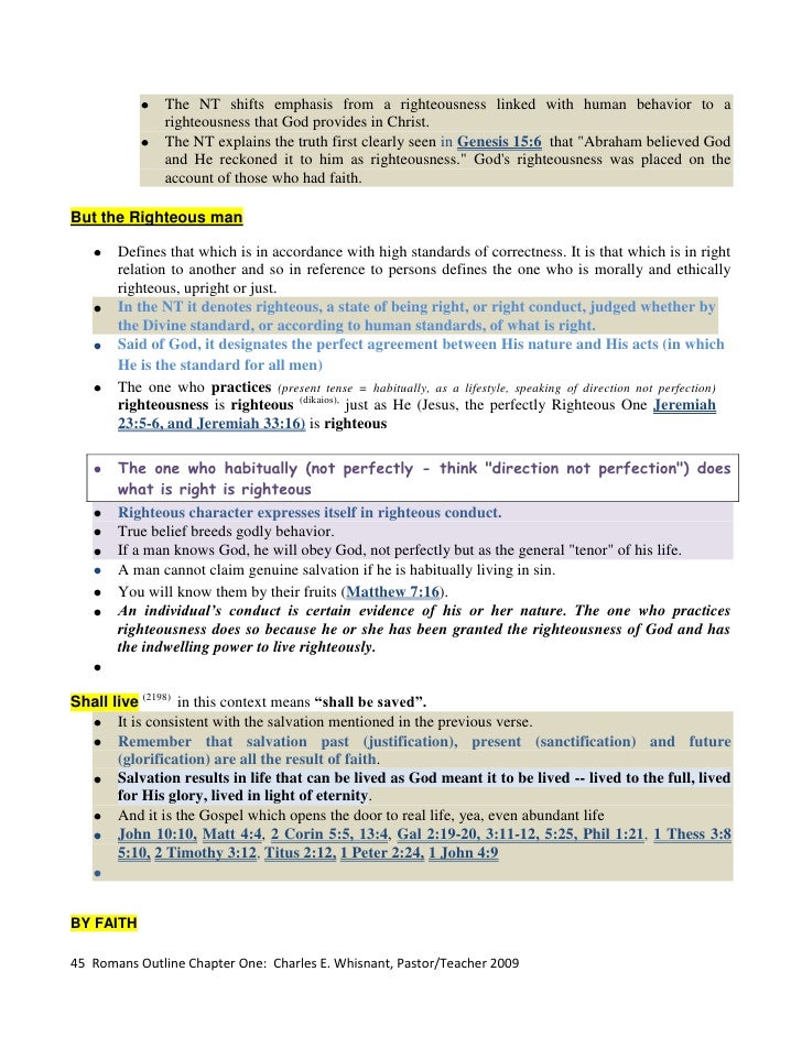 Romans Outlines Chapter One