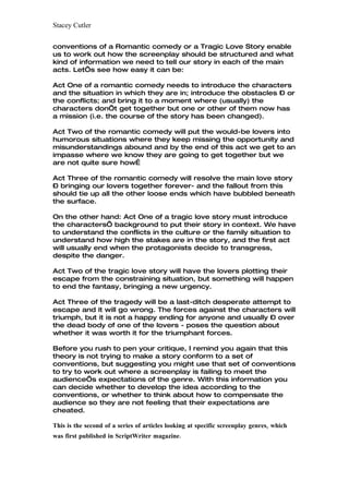 Romantic comedies article | DOC | Screenwriting | Content Production