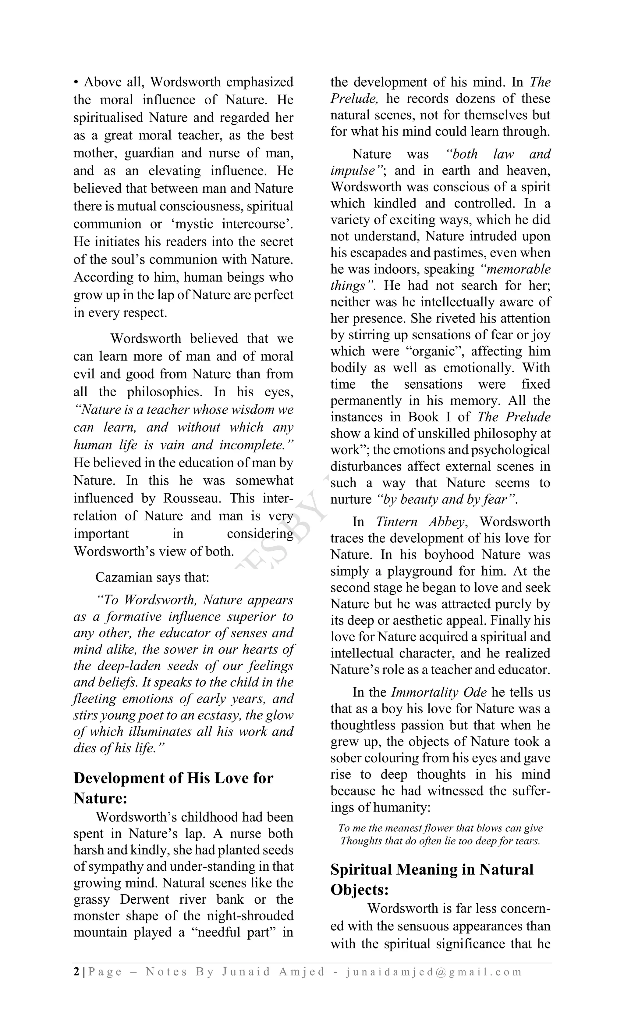 Wordsworth - Romantic Nature and Poet | PDF