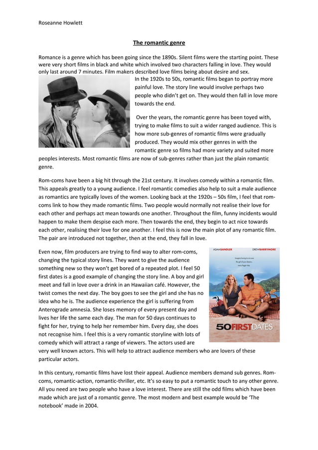Romantic Genre Essay | DOC | Romance | Genres