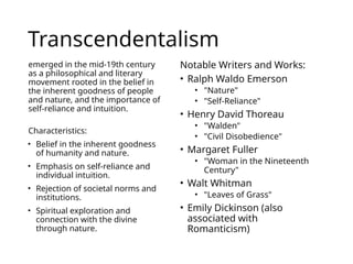 Romanticism, Transcendentalism and Gothic Lit | PPT