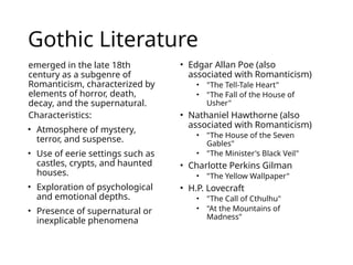 Romanticism, Transcendentalism and Gothic Lit | PPTX