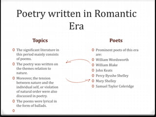 Romanticism and transcendentalism ) | PPT