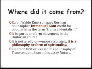 Romanticismandtranscendentalism introduction to unit 2 | PPT