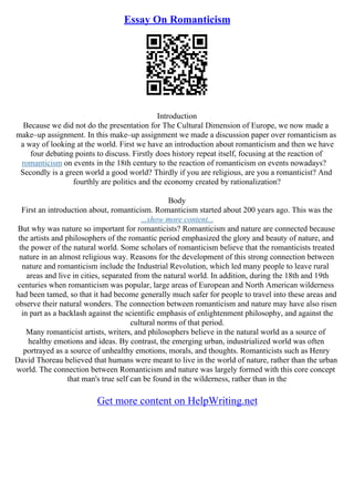 Romanticism Essay | PDF