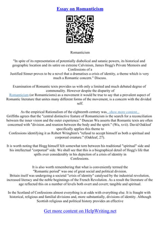 Romanticism Essay | PDF