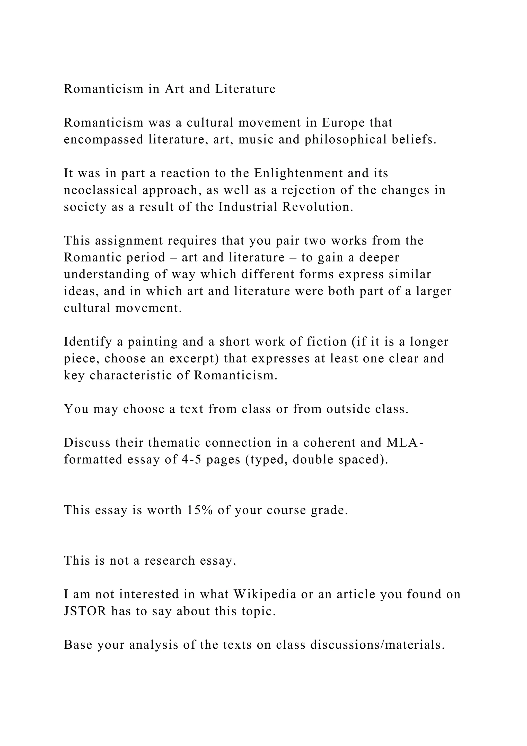 Romanticism in Art and LiteratureRomanticism was a cultural move.docx